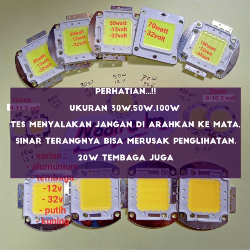 Jual LED DC 20W - 100W 12V HPL CHIP LAMPU PJU LAMPU SOROT LAMPU TEMBAK LAMPU VARIASI 20W 30W 50W ...