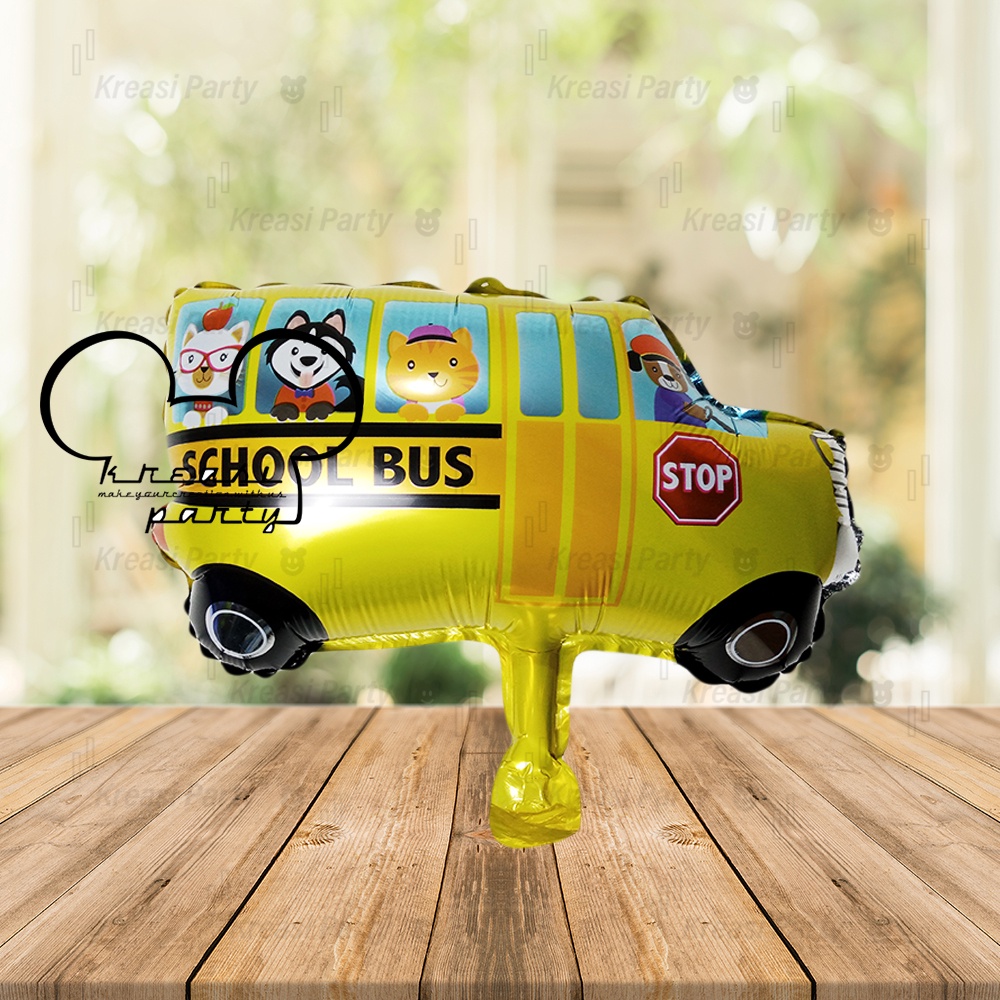 Jual Balon Foil Mobil School Bus Mini / Balon Karakter kendaraan Mini ...