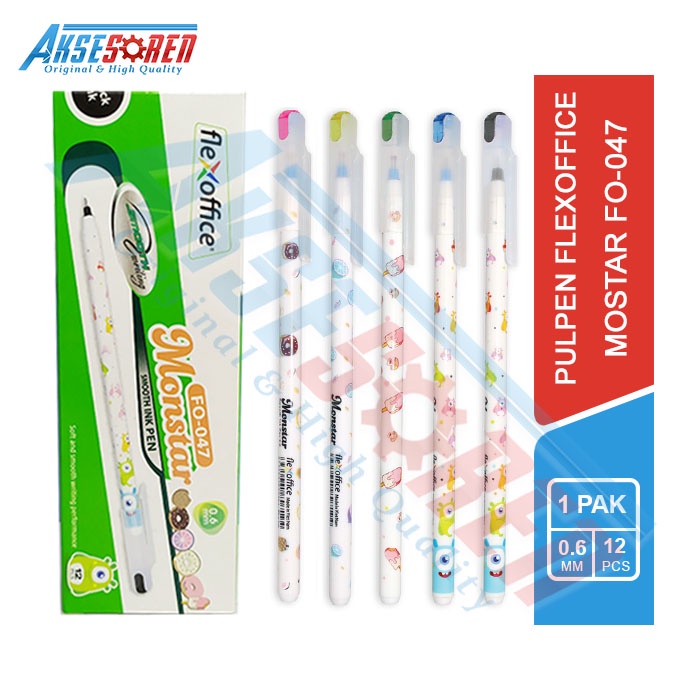 Jual Pulpen Jel Flexoffice Monstar [FO-047/1 Pack/12 Pcs] / Ballpoint ...