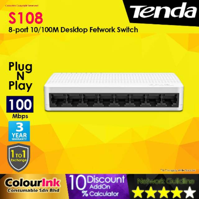 Jual Tenda S108 - 8 Port Ethernet Switch Hub | Shopee Indonesia