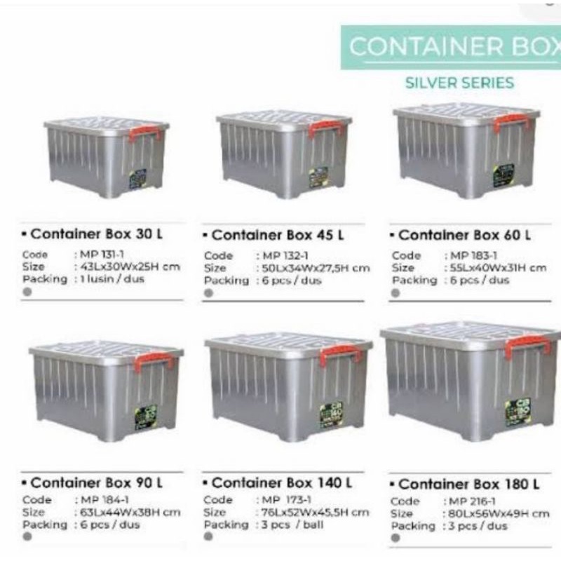 Jual Container Storage Box Roda CB 60 LITER SILVER ABU MPW | Shopee ...