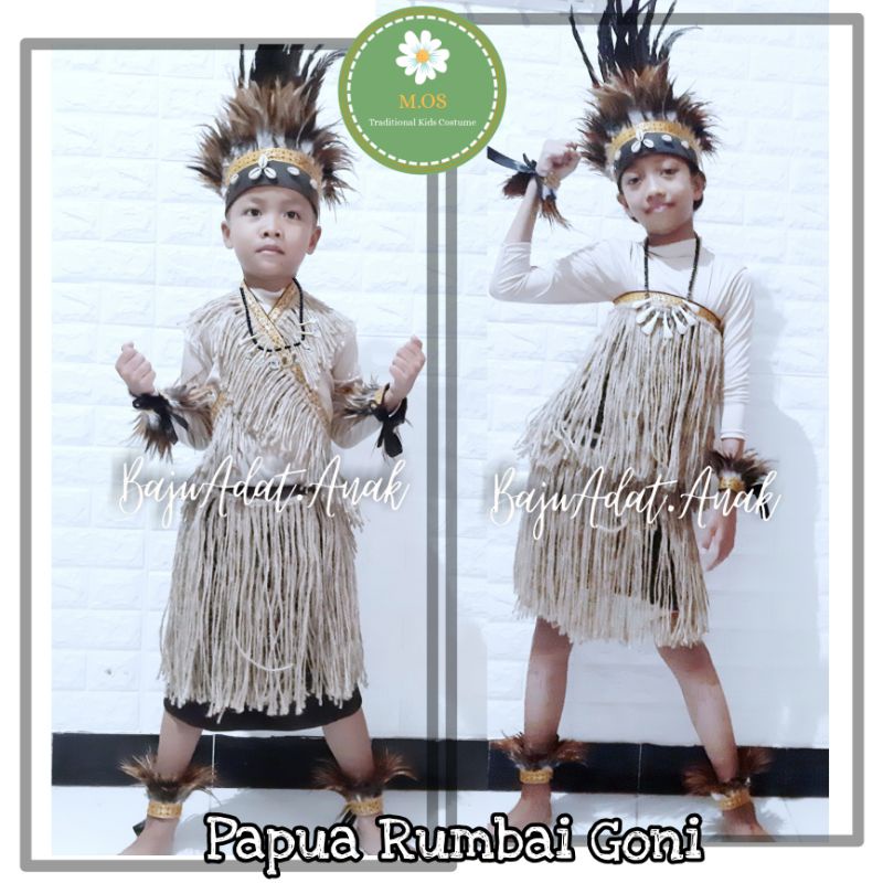 Jual Baju Kostum Adat Papua Anak Paud-TK Rumbai Goni Indonesia|Shopee ...