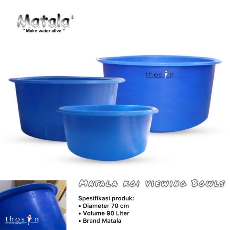 Jual Fish tub bucket ember bak ikan bulat MATALA koi viewing bowls 90L D70 cm | Shopee Indonesia