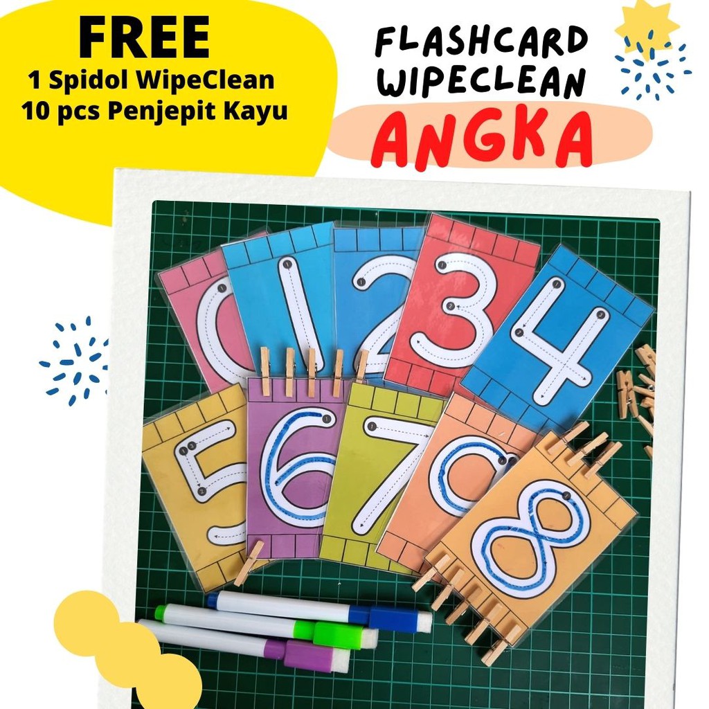 Jual Belajar Menulis Huruf dan Angka Latihan Menulis Anak Flash Card ...