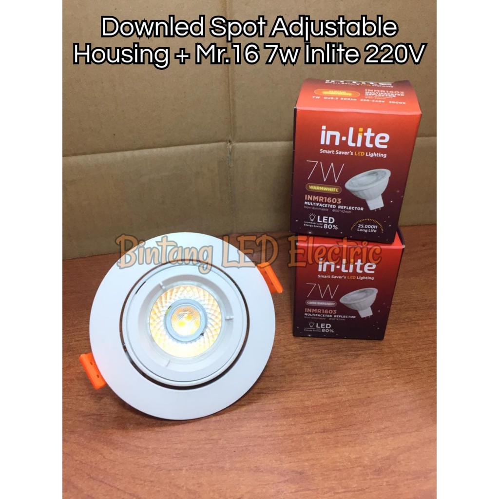 Jual Spotlight MR16 Inlite 7W 7 W 7Watt LED + Downlight Halogen MR.16 Putih Indonesia|Shopee ...