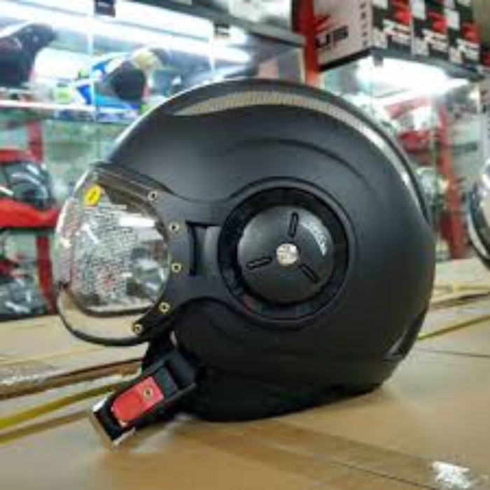 Jual Helm Zeus 218 retro pilot - Matt Black Limited Edition vespa cafe ...