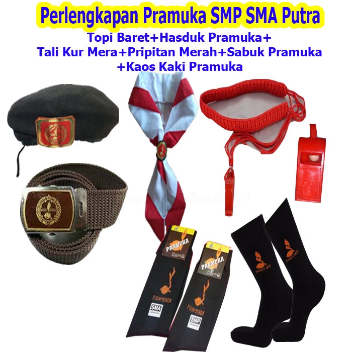 Jual Perlengkapan Pramuka Penggalang Putra SMP SMA-Topi Baret+Hasduk ...
