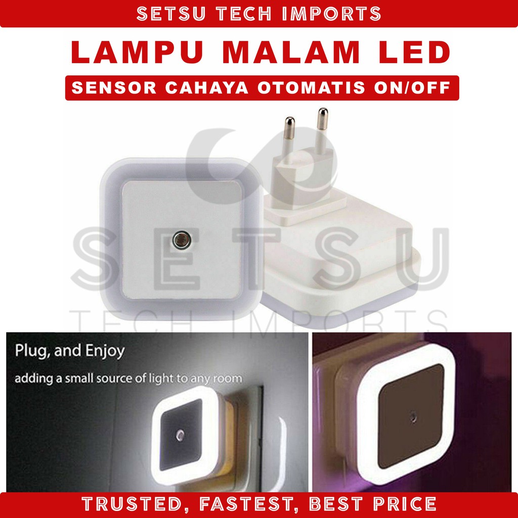 Lampu Tidur LED Sensor Cahaya Otomatis Lampu Malam Night Lamp Auto On ...
