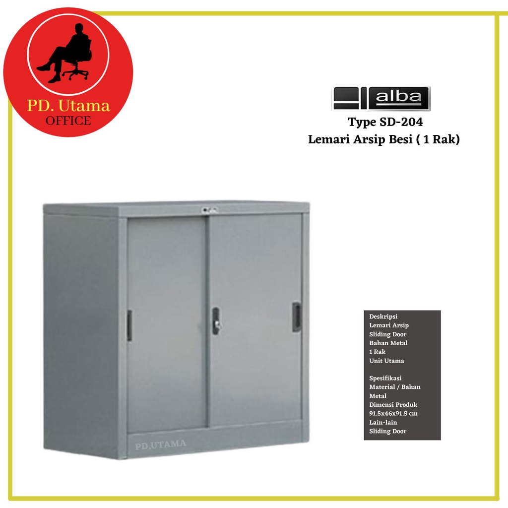 Jual Lemari Arsip Besi ALBA SD-204 (1 Rak) Lemari Pintu Sliding Besi ...