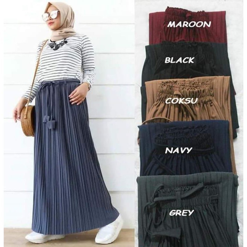 Jual ROK PLISKET TALI PREMIUM// ROK PLISKET TALI IMPORT //ROK PLISKET TALI LONCANG SUPER ( COD ...