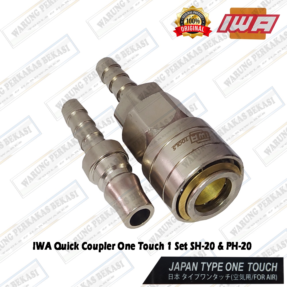 Jual IWA TOOLS Japan Type One Touch SH-20 - PH20 Set 1 Pasang Quick Coupler SH20-PH20 Neple ...