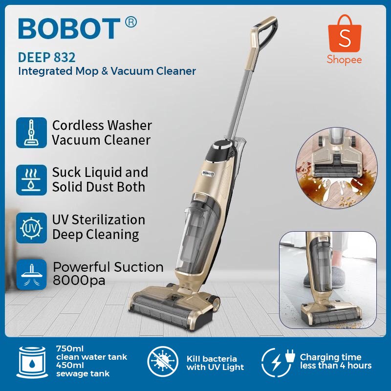 Bobot DEEP 832 Cordless Mop & Vacuum Cleaner Dry Wet with UV Light ...