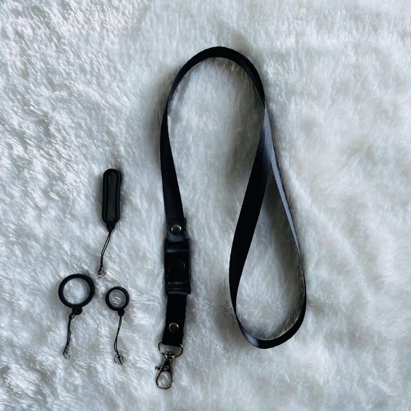 Jual Gantungan ID card Lanyard polos hitam ukuran 1,5cm free karet o ...