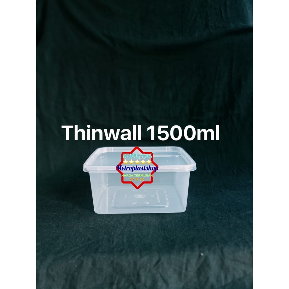 Jual Kotak makan/wadah plastik/thinwall/kotak transparant 1500ml | Shopee Indonesia