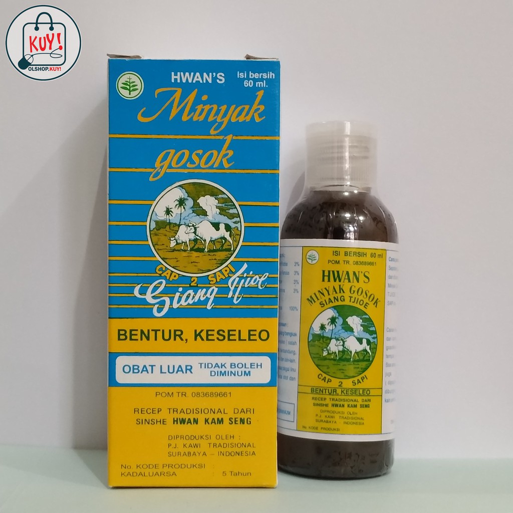 Jual MINYAK GOSOK SIANG TJIOE CAP DUA SAPI (60 ML) / MINYAK TRADISIONAL ...
