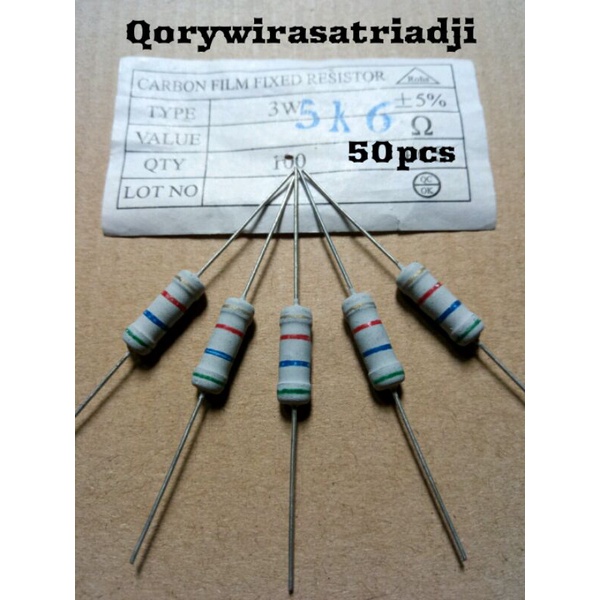 Jual Resistor 5,6K 3 Watt Resistor 5K6 3 Watt 50pcs | Shopee Indonesia