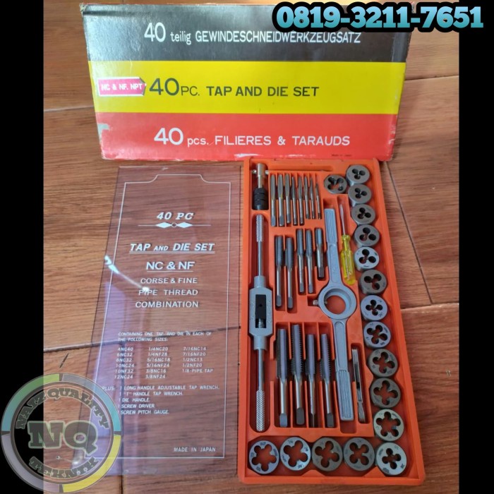 Jual Hand tap die set 40 pcs - Hand tap set mata senai 40 pcs (NKT ...