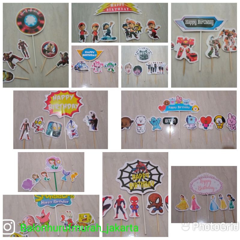 Jual Topper Cake Karakter/ Tusuk Kue Kartun Terbaru | Shopee Indonesia