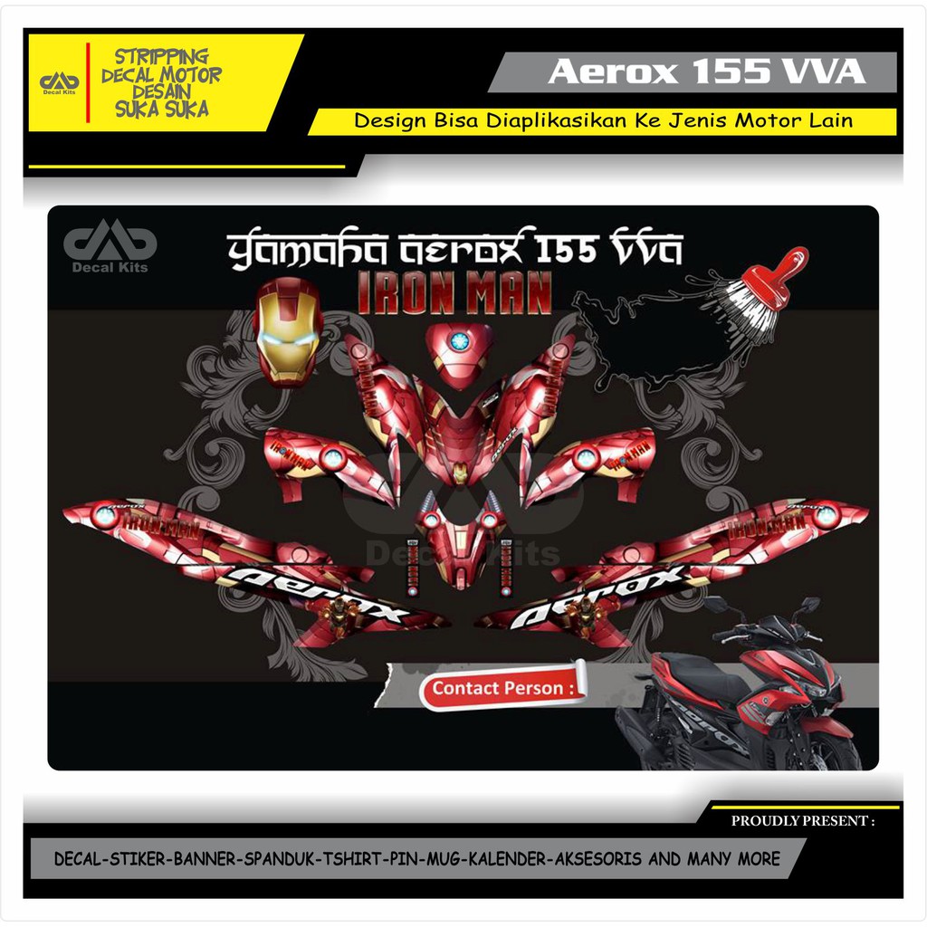 Jual Decal Motor Sticker Motor full body Aerox 155 IRON MAN | Shopee ...