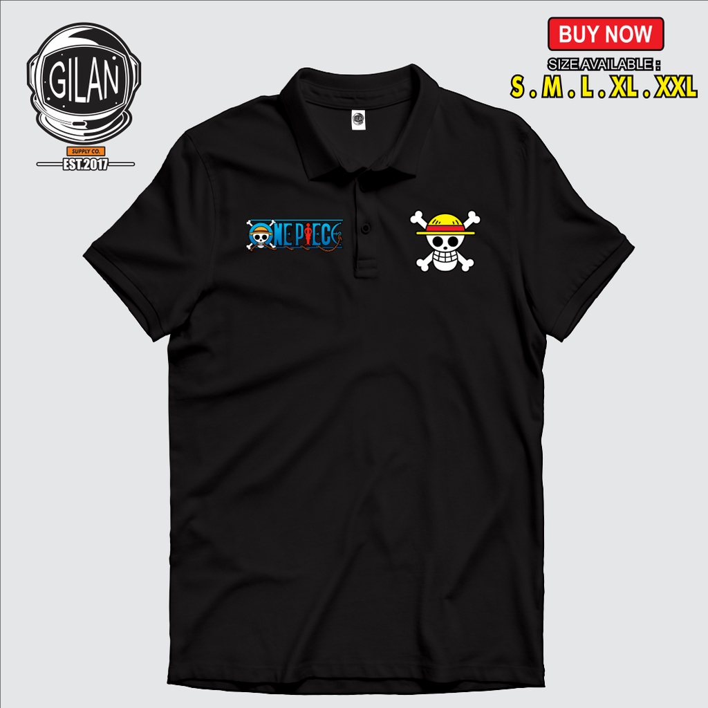 Jual Polo Shirt Kaos Kerah Monkey D Luffy Jolly Roger Mugiwara Anime ...