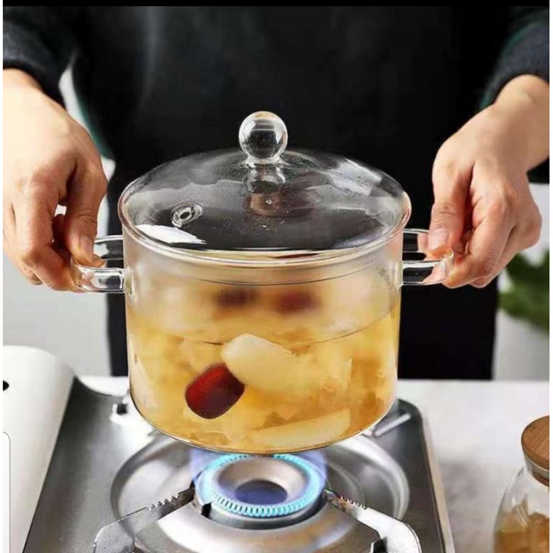 Jual Panci Masak Kaca/Panci Kaca Bening Anti Panas Borosolicate D15cm ...