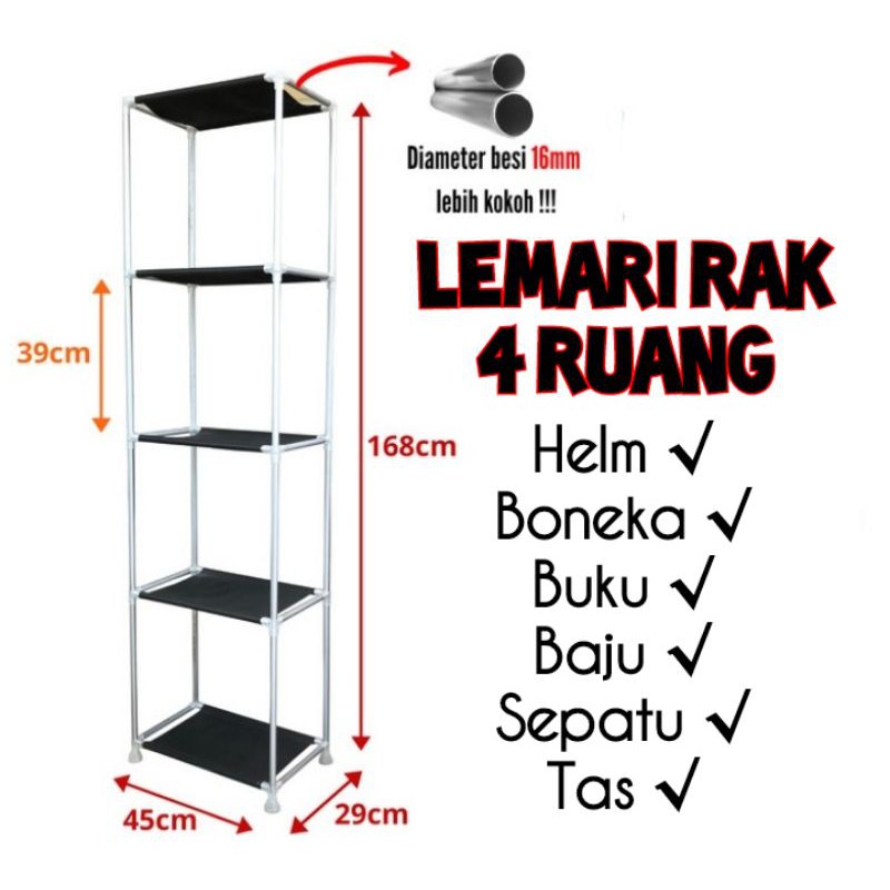 Jual Lemari Rak Pajang Terbuka 4 Ruang / Tas Boneka Mainan Helm Display ...