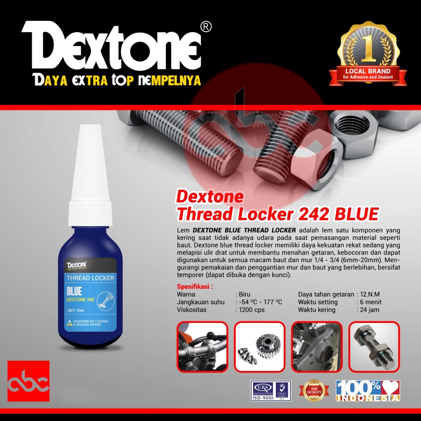 Dextone Blue Thread Locker 242 - Lem Baut Temporer (dapat dibuka dengan ...