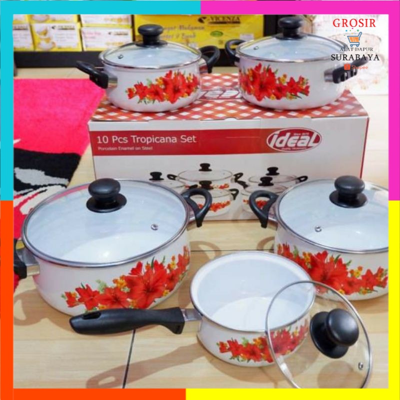 Jual PANCI SET IDEAL TROPICANA / panci enamel tropicana / ideal ...