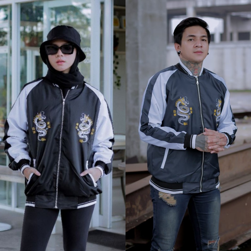 Jual JAKET BOMBER SUKAJAN PRIA BORDIR NAGA PREMIUM/JAKET MURAYAMA ...