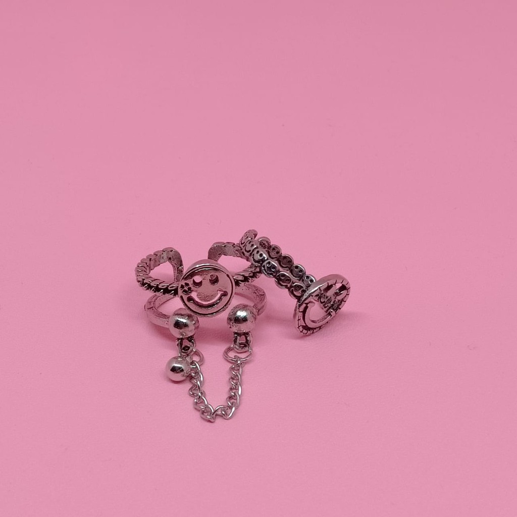 Jual hollow smiley ring - cincin korea motif senyum cincin gothic ...
