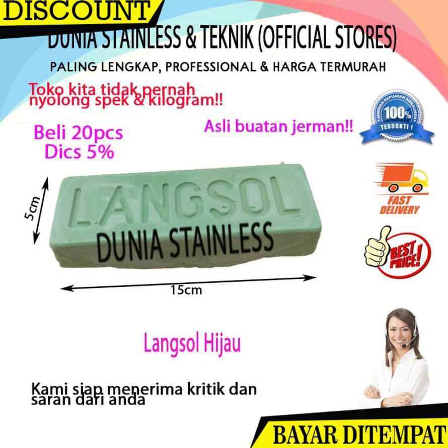 Jual (BAYAR DITEMPAT) LANGSOL HIJAU SABUN POLES STAINLESS STEEL OBAT ...