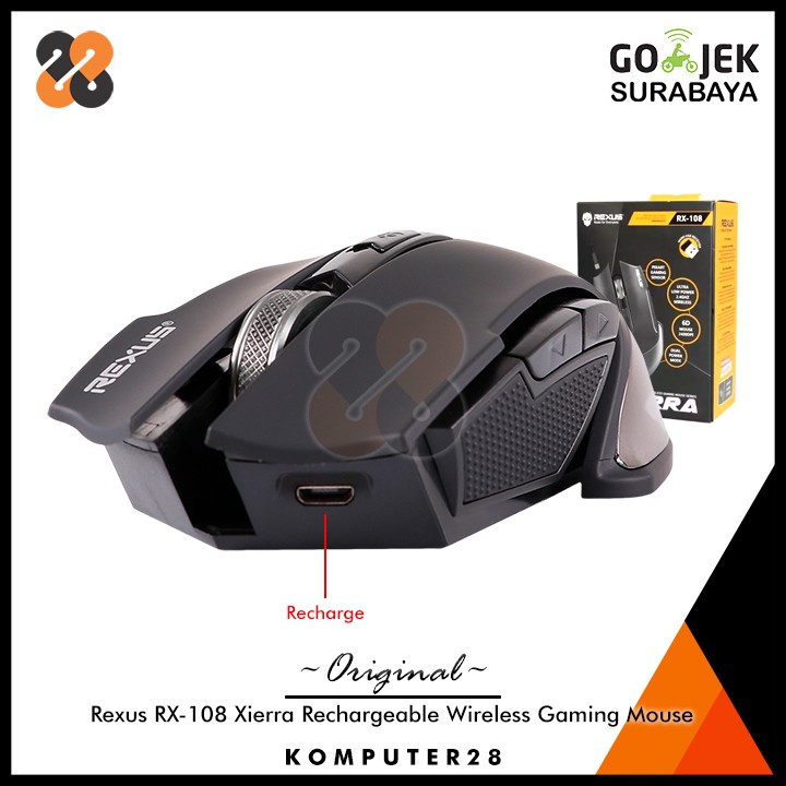 Jual Rexus RX-108 Xierra Rechargeable Wireless Gaming Mouse - 2400 DPI ...