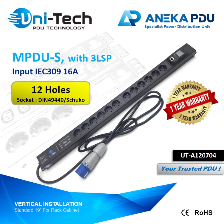 Jual POWER DISTRIBUTION UNIT - MPDUS 12 Holes DIN 49440 Input IEC309 ...