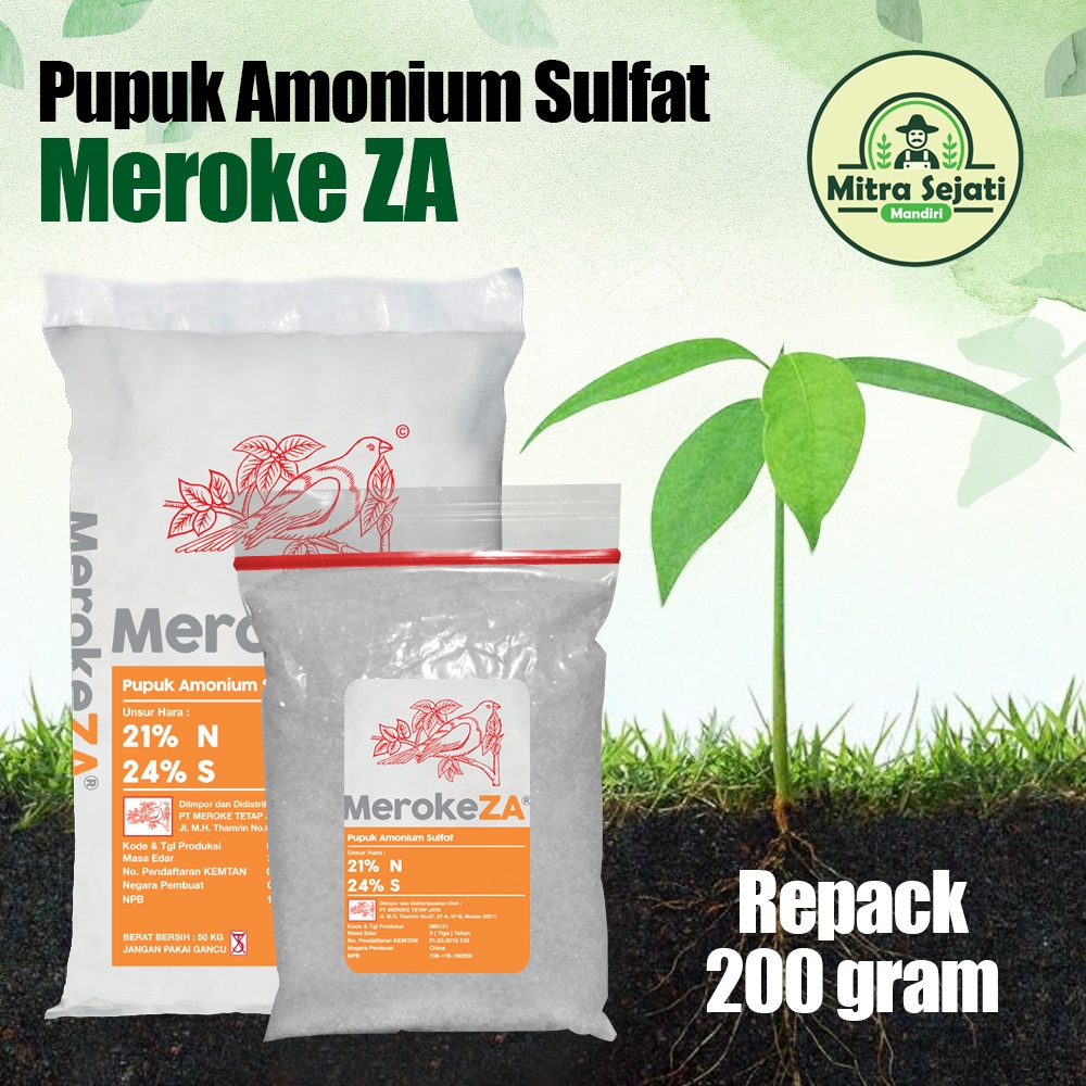 Jual Pupuk Amonium Sulfat Meroke ZA 200 gram Kemasan Repack Untuk ...