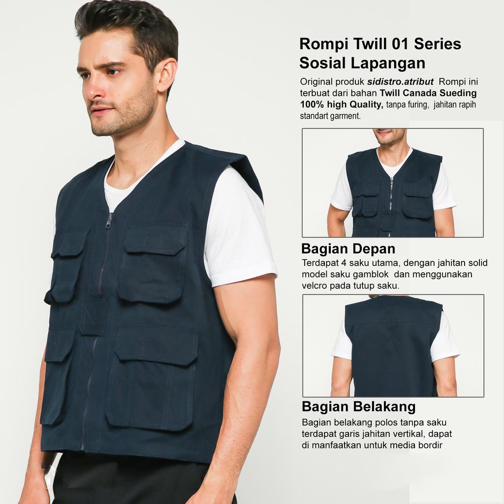 Jual WAISTCOAT BIKERS MOTORCYCLE WARNA NAVY BLUE | VEST MOTOR TOURING ...