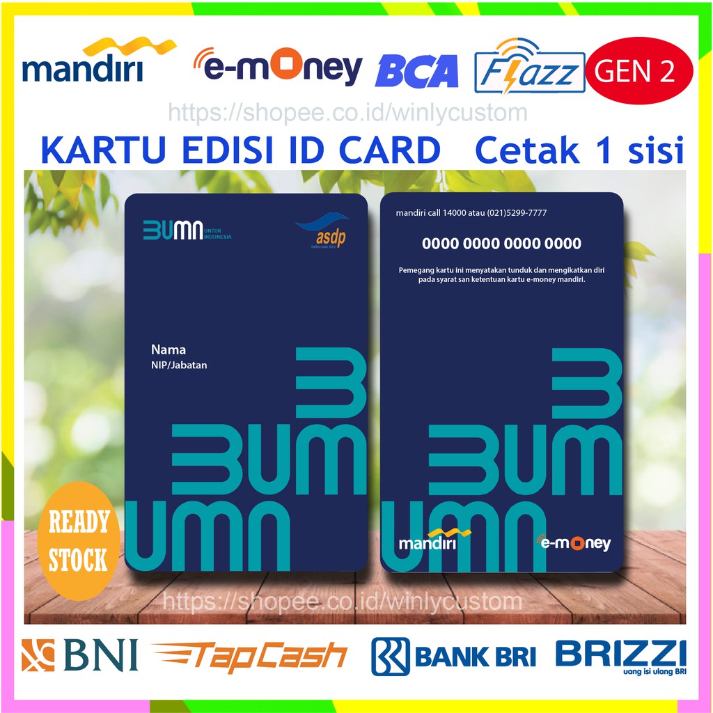 Jual KARTU E MONEY ID CARD ASDP KARTU NAMA PEGAWAI NEW BUMN ETOLL ...