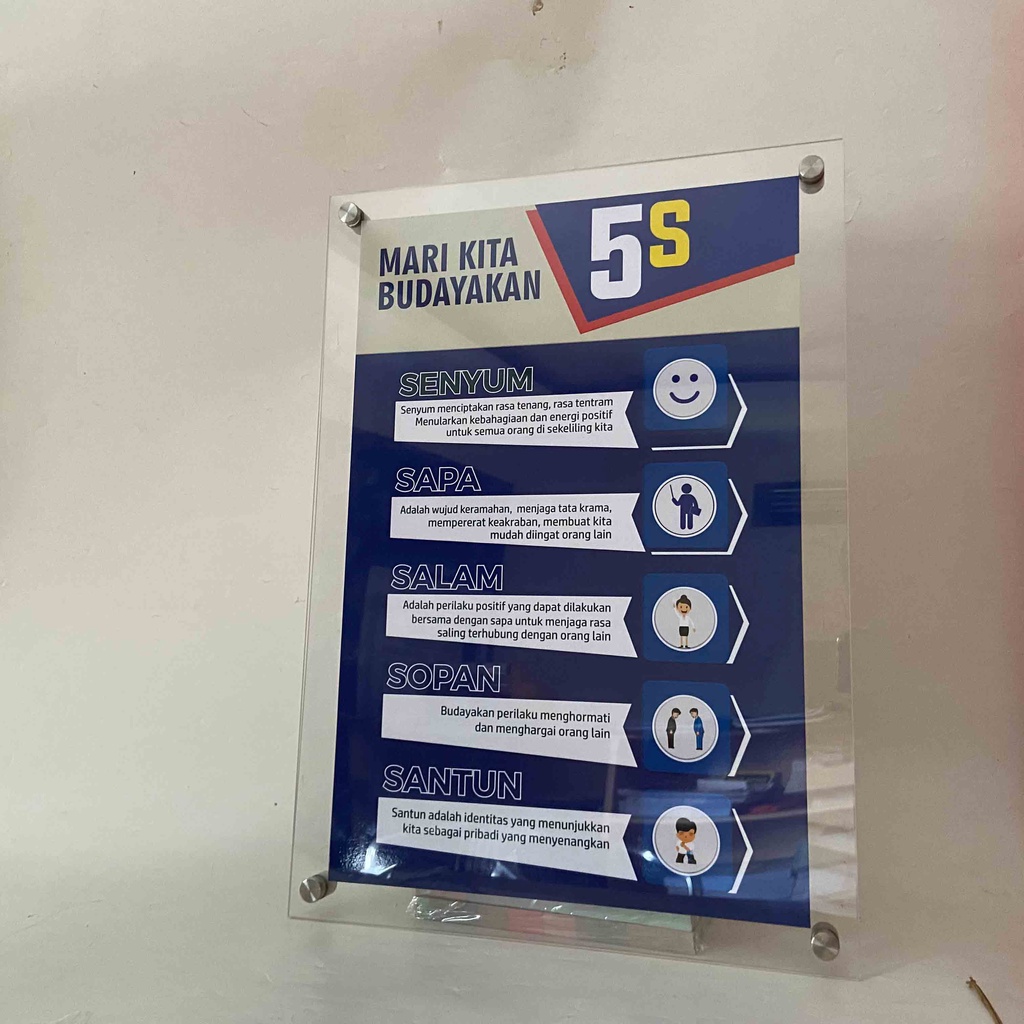 Jual Poster Akrilik budaya Kerja 5S, Poster Akrilik Kekinian, Poster ...