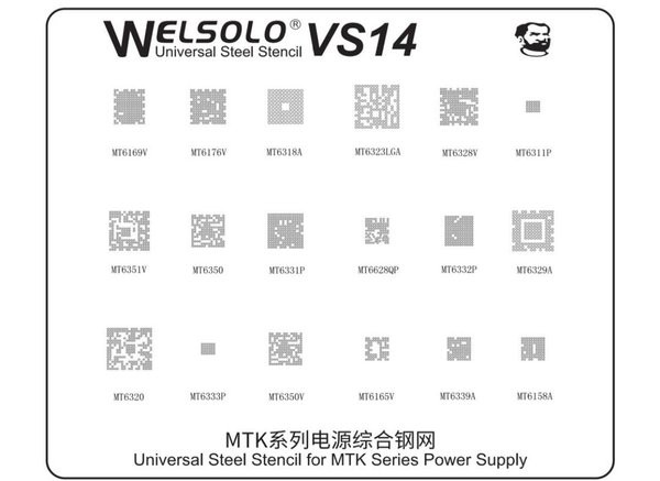 Jual CETAKAN IC WELSOLO VS14 FOR MTK SERIES POWER SUPPLY UNIVESAL STEEL STANCIL ORIGINAL ...