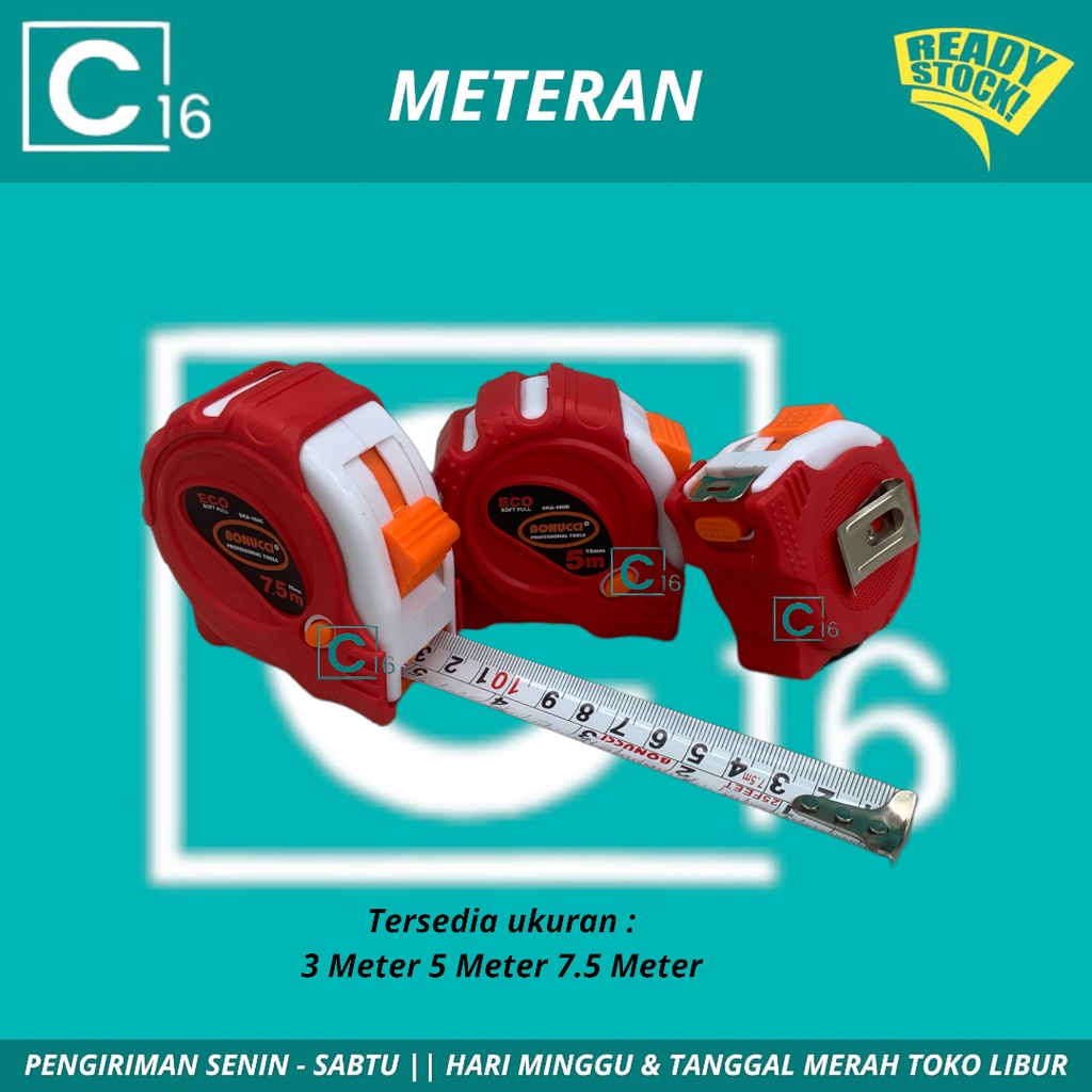 Jual Meteran 3 5 7.5 M Tukang Bangunan Roll Meter Jaket Measuring Tape ...