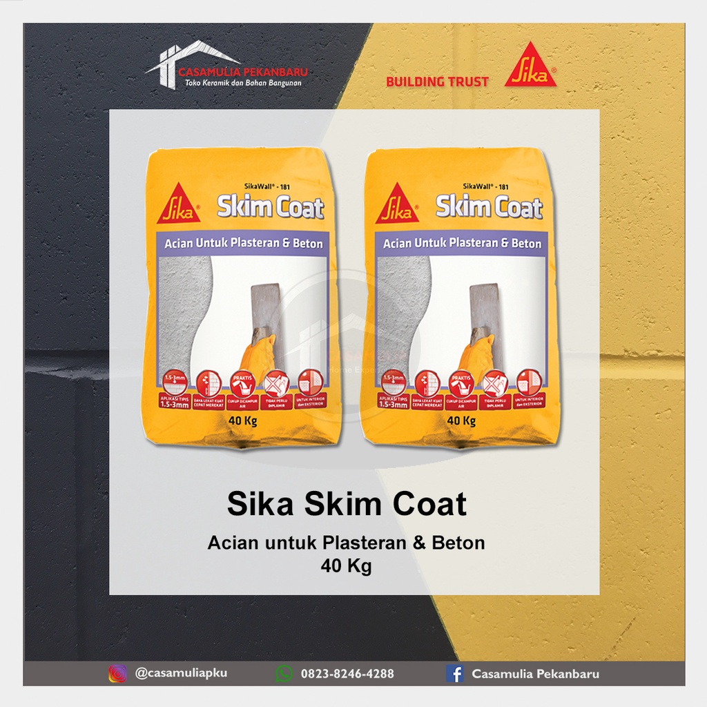 Jual Sika Wall 180 Skimcoat - Acian Dinding Plasteran 40kg Indonesia ...
