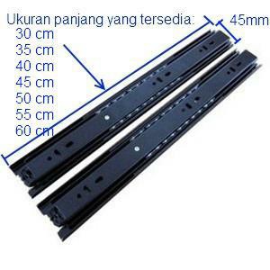 Jual 1 Set Rel Laci Hitam Dobel Tarik Full Ext Merk Taco 40 45 Cm ...