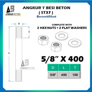 ANGKUR I BESI BETON 5/8 X 40cm - 16mmX400mm PLUS 2 MUR DAN 2 RING PLAT ...