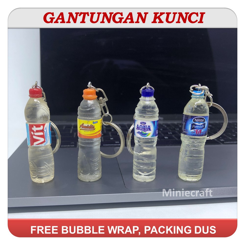 Jual GANCI - GANTUNGAN KUNCI MINIATUR BOTOL AIR MINERAL AQUA, AMIDIS ...