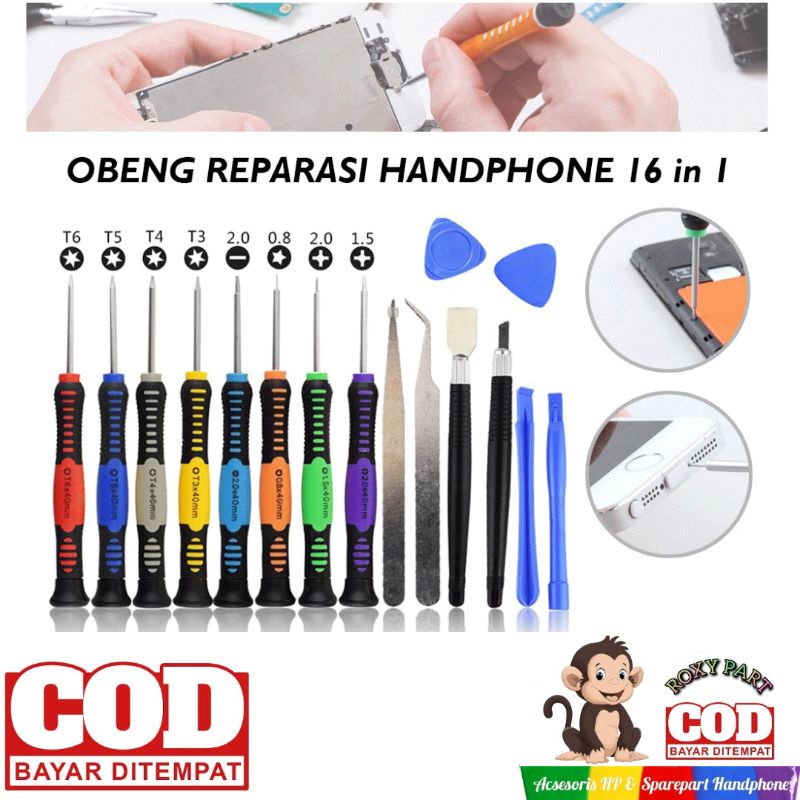 Jual OBENG SET SMARTPHONE 16 IN 1 TOOL SET / obeng set reparasi ...