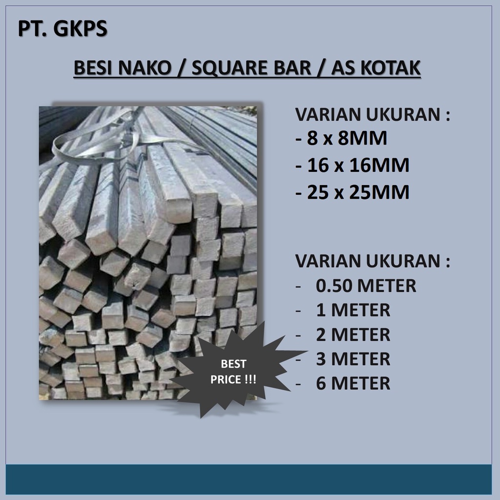 Jual Besi Nako / Square Bar / As Kotak 16 x 16 x 2 Meter | Shopee Indonesia
