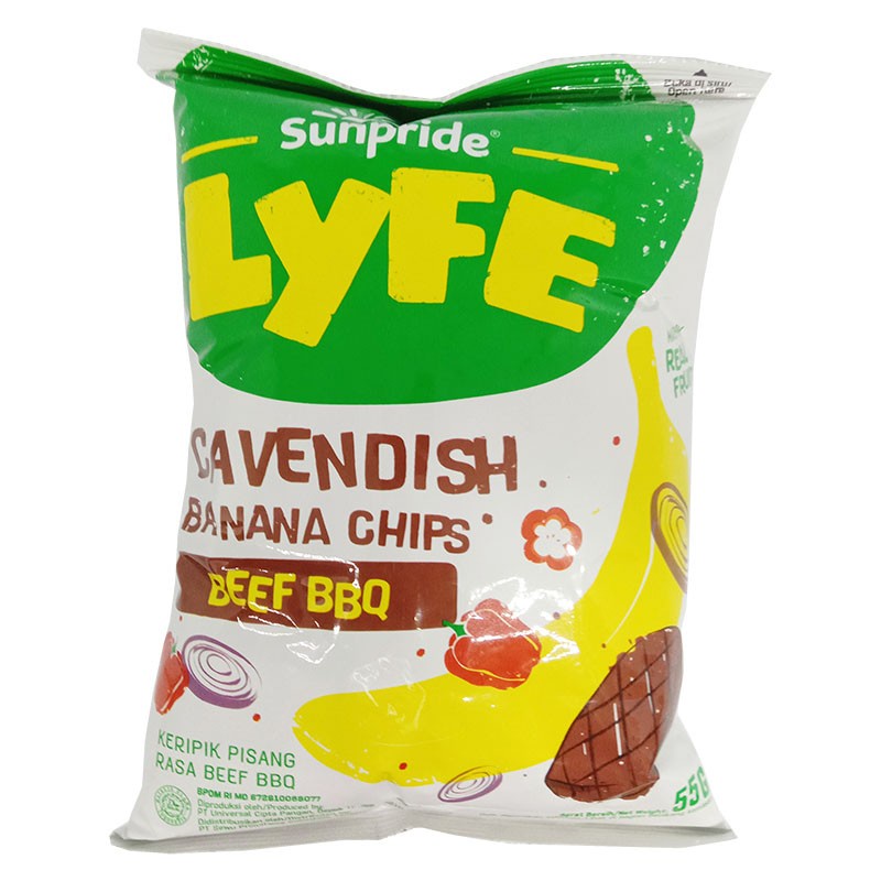 Jual SUNPRIDE LYFE BANANA CHIPS BEEF BBQ 55GR | BANANA CHIPS | Shopee ...
