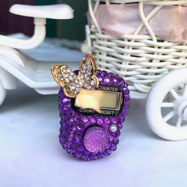 Jual UNGU KUPU GOLD Tasbih digital Swarovski hias Diamondd Kristal ...