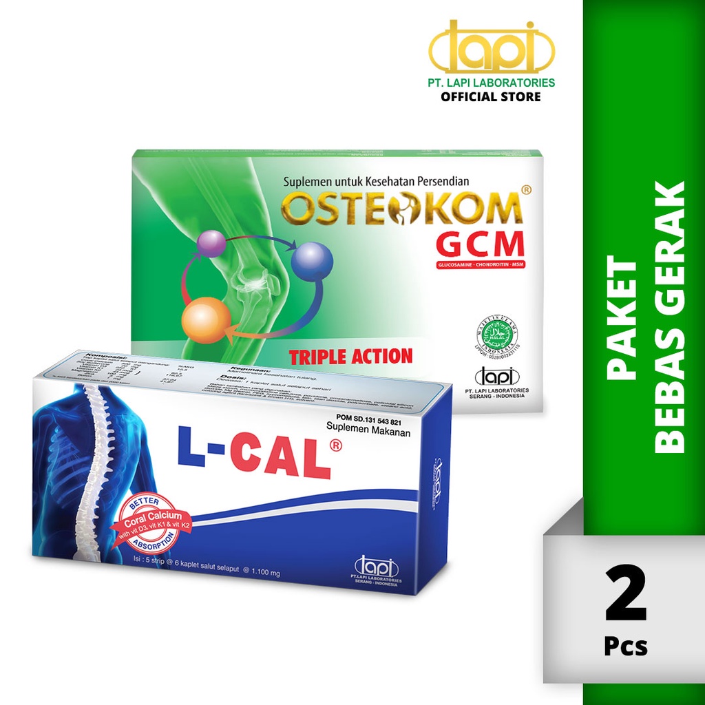 Jual Paket Bebas Gerak - Osteokom GCM Tablet 5 strip @ 6 tablet & L-Cal ...