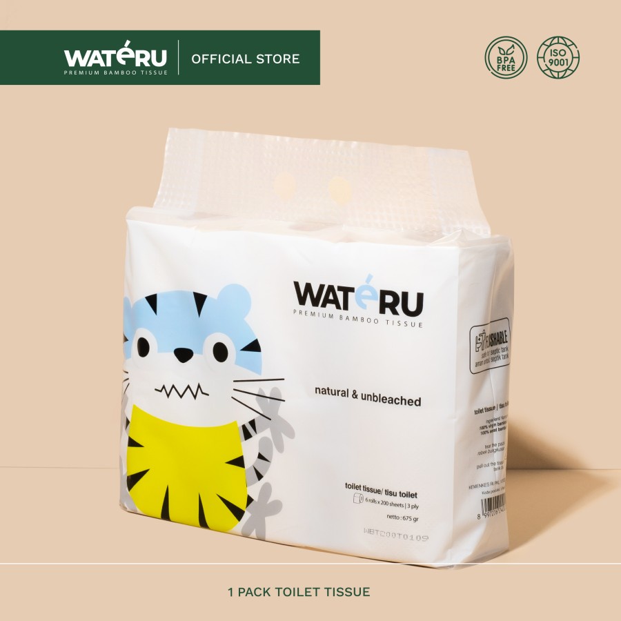 Jual Wateru Premium Bamboo Tissue Toilet Tisu Bambu Isi 6 roll | Shopee ...