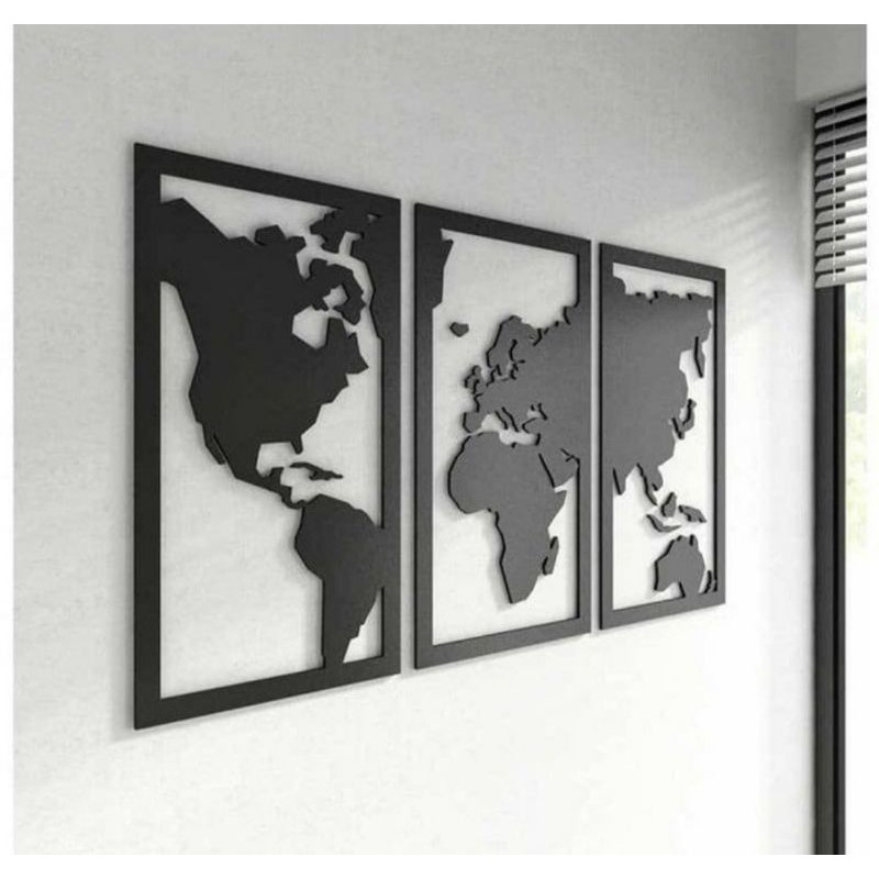 Jual world map - peta dunia - wooden world map Indonesia|Shopee Indonesia